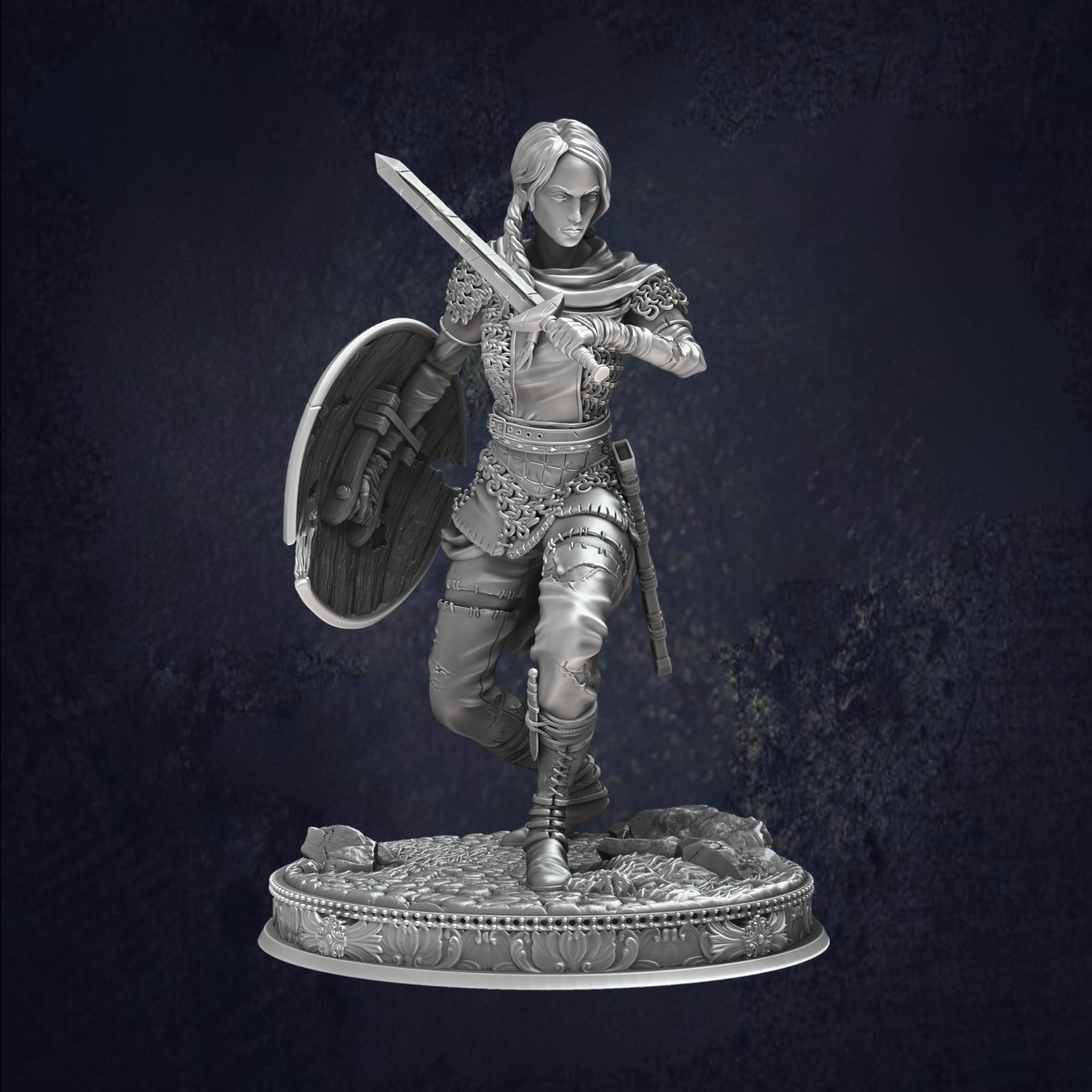 RPG Miniature: Female Human Paladin Freya – DM Stash – The Print Tavern