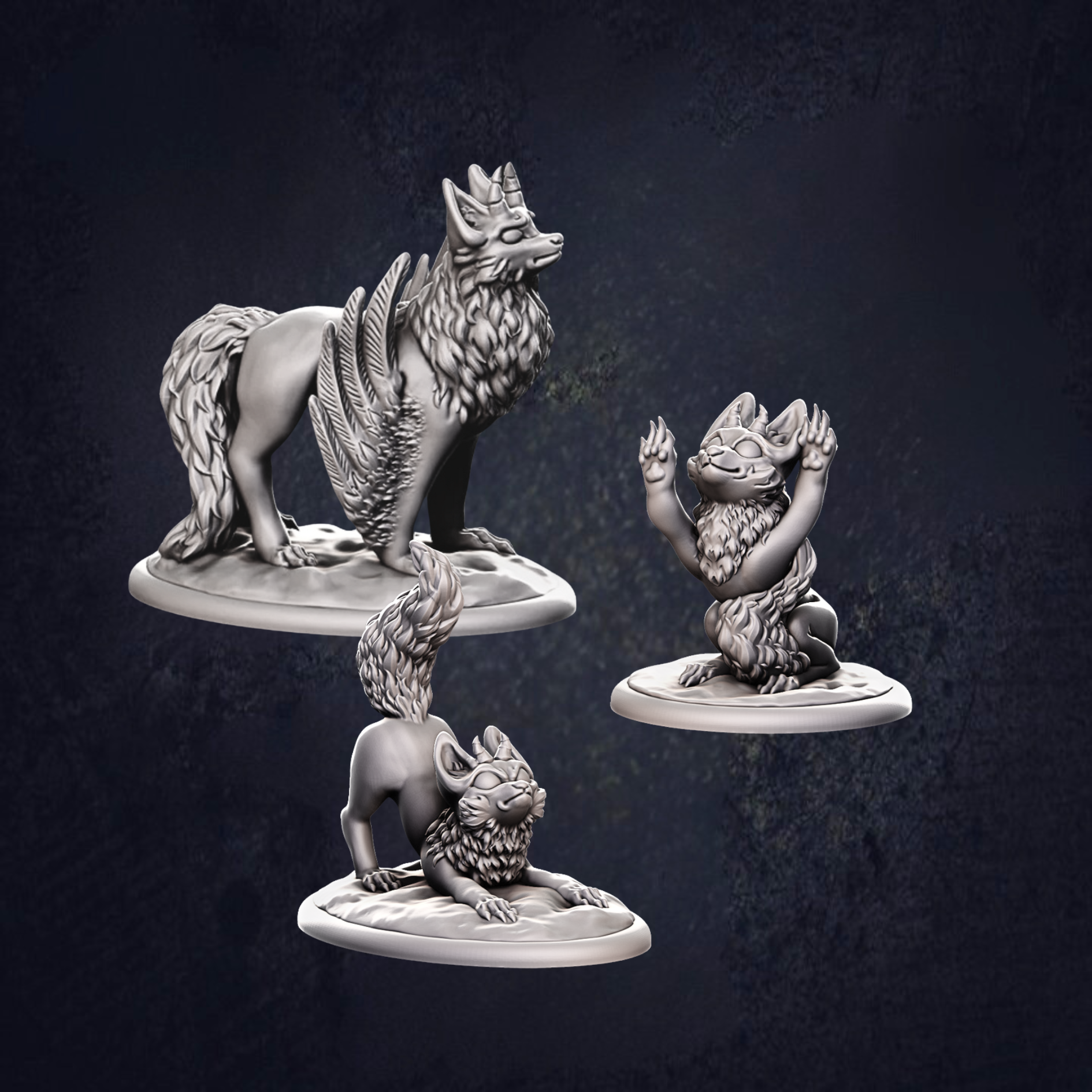 Enfield Fox and Babies Miniature | Fantasy RPG Creature – The Print Tavern